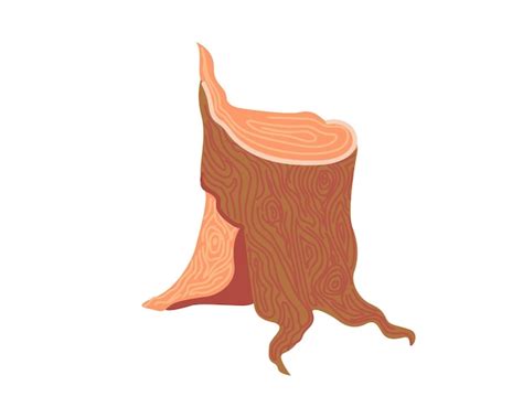 Vektor illustration ein baumstumpf mit einer hölzernen textur Premium