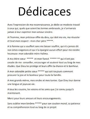 7 exemples de dédicace pour mémoire word et pdf Word doc How to