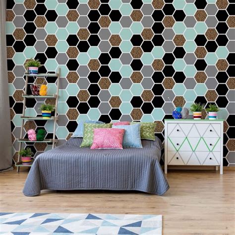 Fotobehang Vlies Behang Hexagon Tegel Mozaiek 208 X 146 Cm Bol