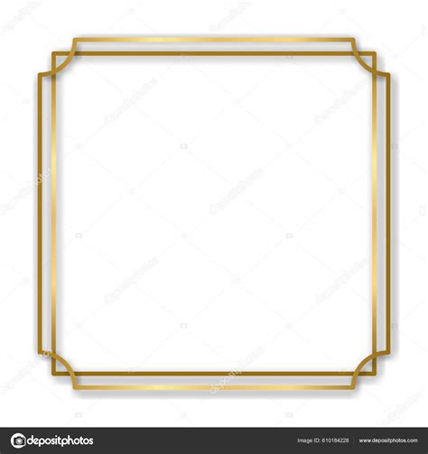 Gold Shiny Glowing Vintage Frame Shadows Isolated Transparent