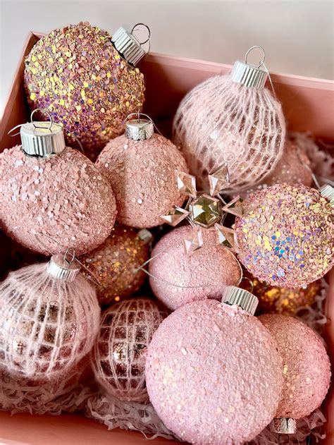 16 Pcs Christmas Ornament Christmas Bulbs Pink Christmas Etsy