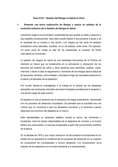Tarea N 1 Gestión del Riesgo en Salud en Perú Aguilar Maldonado Jean