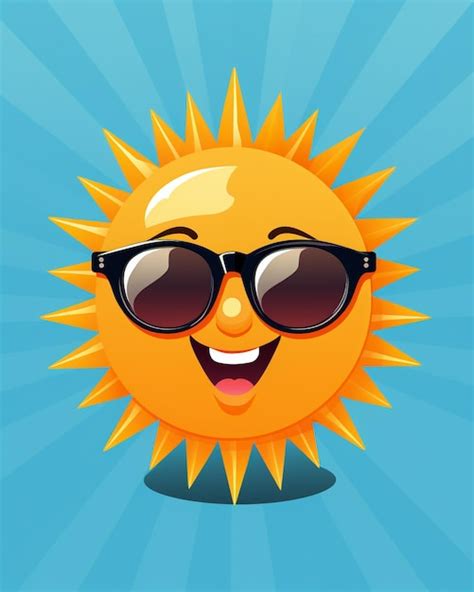 Premium Photo A Cartoon Of A Sun Wearing Sunglasses With A Blue