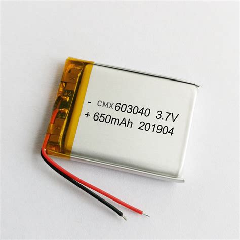 3 7v 650mah Lipo LP603040 Lithium Polymer Pouch Cell With PCM Custom Li