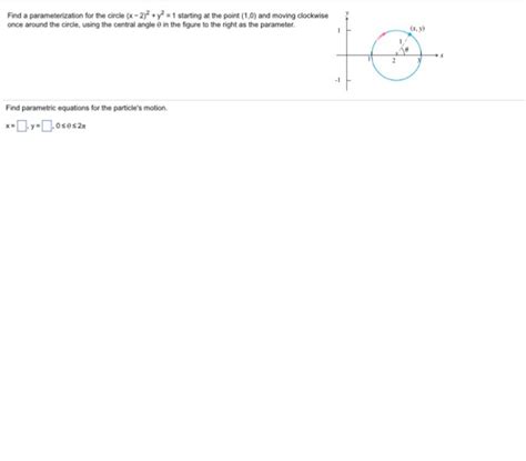 solved find a parameterization for the circle x 2 2y1