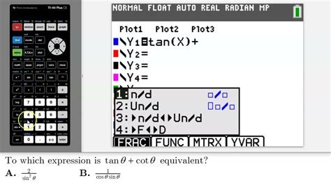 verifying trigonometric identities on the ti 84 plus ce graphing calculator youtube