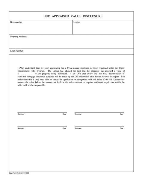 Hud Appraised Value Disclosure Complete With Ease AirSlate SignNow