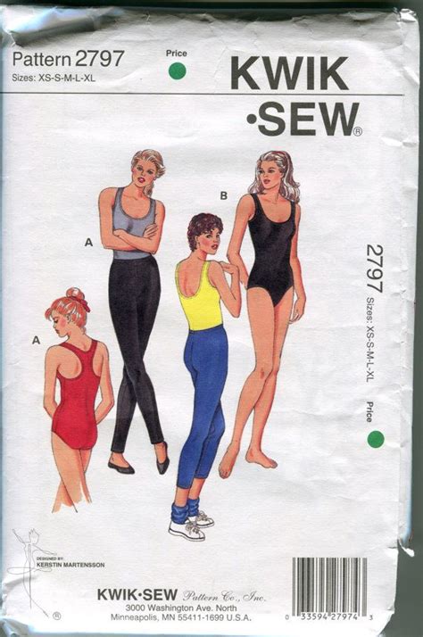 Leotard Legging Pattern Kwik Sew Swim Suit Exercise Womens