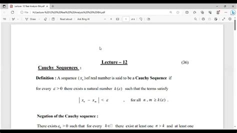 lecture 12c cauchy convergence criterion a sequence of r is convergent iff it is cauchy youtube