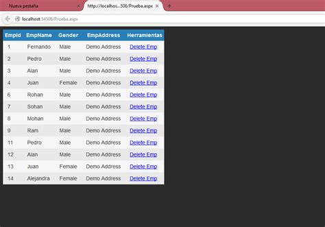 Cómo eliminar registros de un GridView usando ASP Net Ajax y jQuery