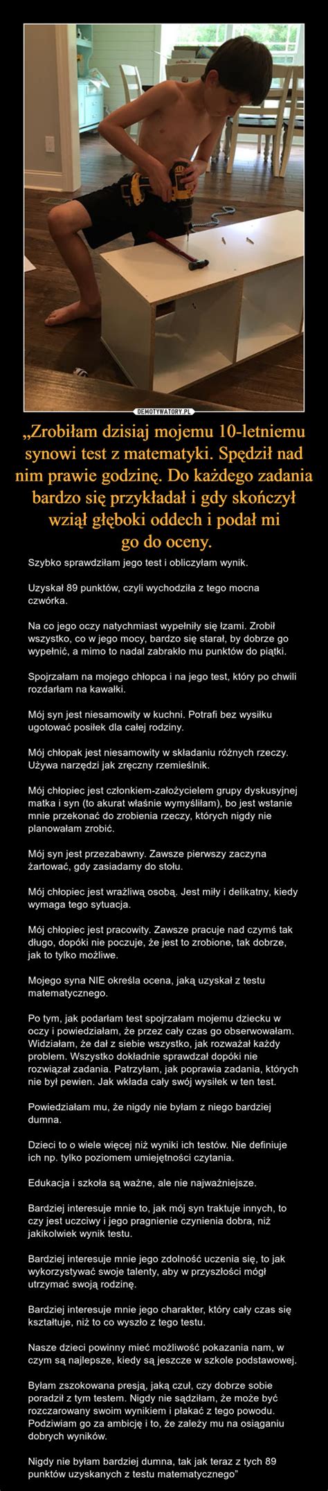 Zrobi Am Dzisiaj Mojemu Letniemu Synowi Test Z Matematyki Sp Dzi
