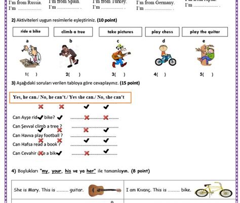 İlkokul 4 Sınıf İngilizce 1 Dönem 2 Yazılı Soruları 1 PDF İndir