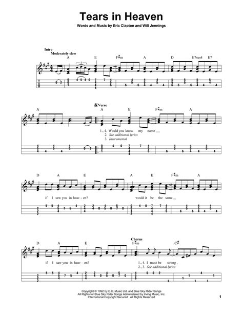 Tears In Heaven By Eric Clapton Easy Ukulele With Tab Guitar