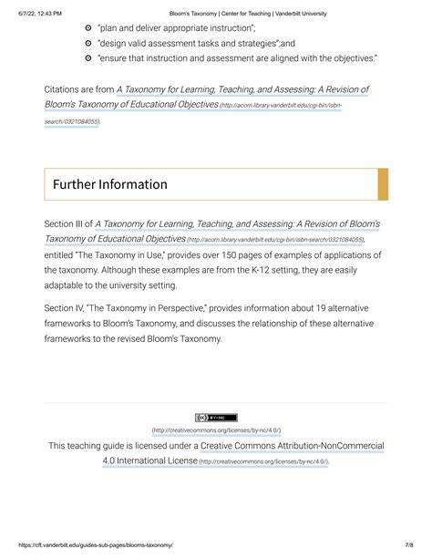 Blooms Taxonomy Center For Teaching Vanderbilt University Pdf