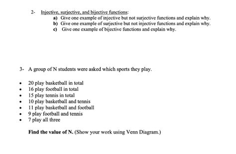 Solved 2 Injective Surjective And Bijective Functions A Chegg