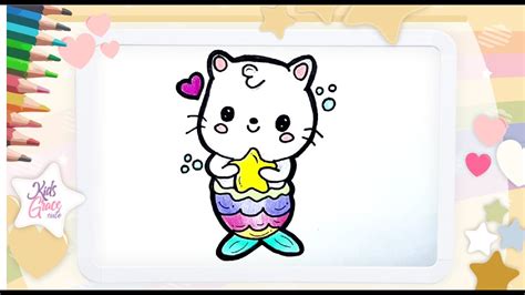 Como Desenhar Uma Gatinha Sereia Fofa Kawaii How To Draw Mermaid Cat