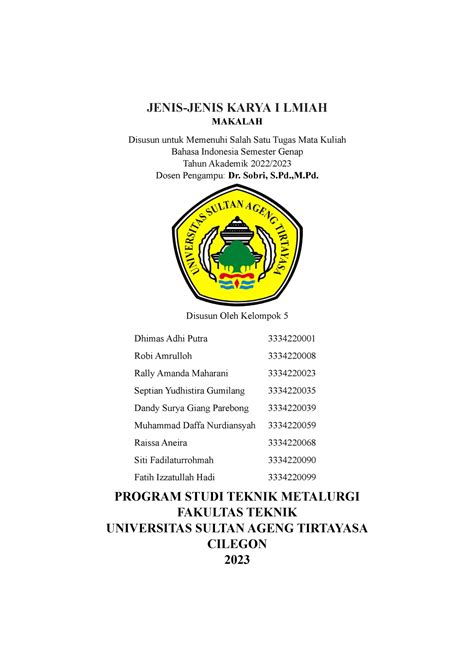 Jenis Jenis Karya Ilmiah Jenis Jenis Karya I Lmiah Makalah Disusun