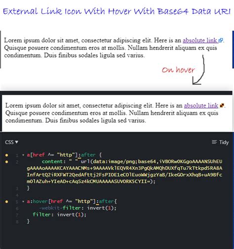 External Link Icon With Hover With Base64 Data URI And CSS