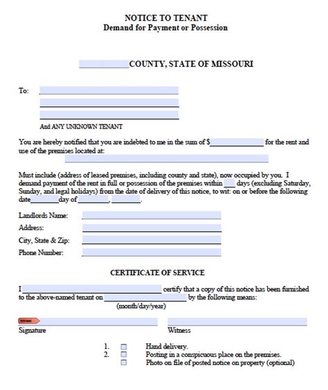 Free Printable Missouri Eviction Notice Printable Word Searches