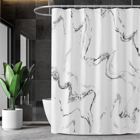 Small Stall Shower Curtain 36 X 72 Grey White Marble Half Size Shower