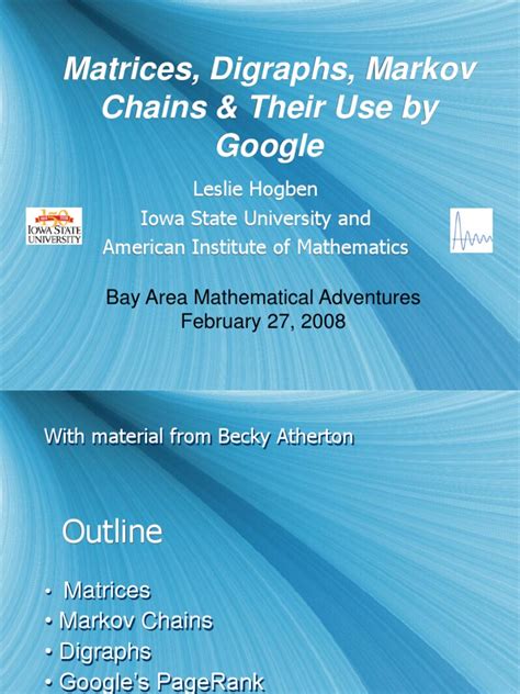 markov chains pdf markov chain matrix mathematics