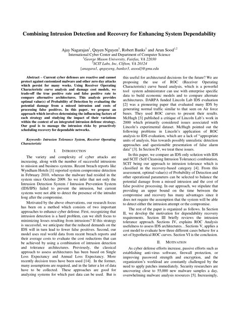 pdf combining intrusion detection and recovery for enhancing system dependability