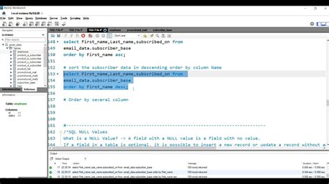 sort sql data in ascending and descending with single column or multiple columns using order by