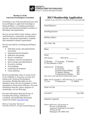 Fillable Online Apadivisions Membership Application APA Divisions