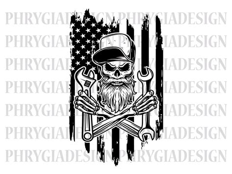 US Skull Mechanic Svg Png Repair Svg Skull Svg Wrenches Etsy