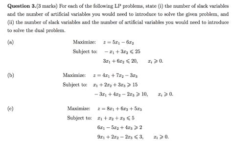 solved for each of the following lp problems state i the