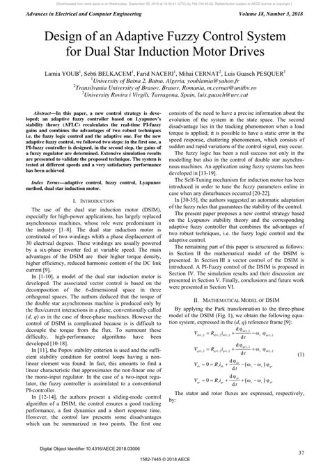 pdf design of an adaptive fuzzy control system for dual star induction motor drives