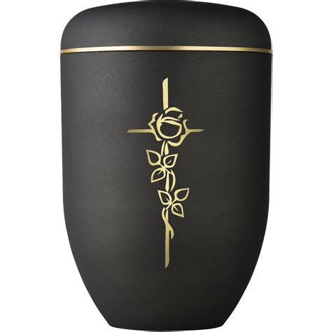 Bio Tec³ Urne Rosenkreuz anthrazit mit Goldband 285 mm ø 185 mm
