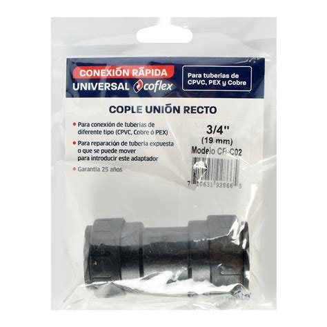 COPLE DE UNIÓN RECTO DE 3 4 PULGADA NEGRO COFLEX The Home Depot México