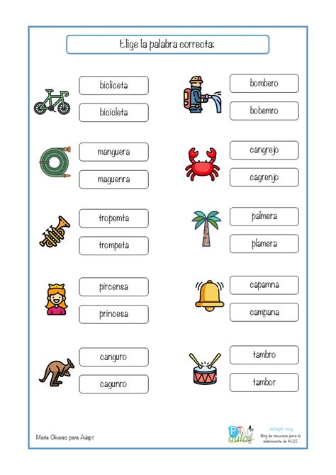 Ejercicio De Dislexia Elige La Palabra Correcta