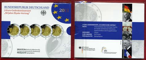 Bundesrepublik Deutschland 5 x 2 Euro Gedenkmünzen Satz 2013 50 Jahre
