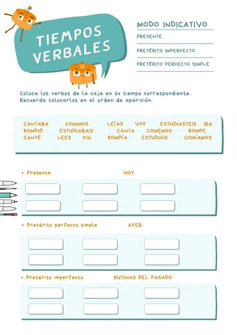 Ficha online de Los tiempos verbales para 5º 6º Puedes hacer los