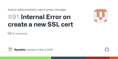 Internal Error On Create A New SSL Cert Issue 91 Hassio Addons