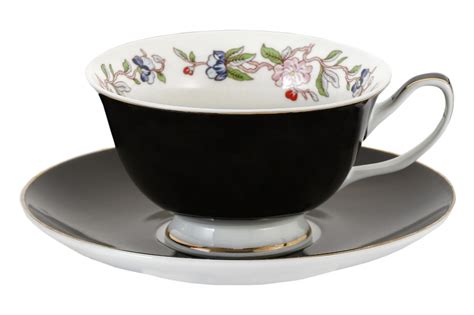 Zestaw filiżanka porcelanowa czarna do herbaty ze spodkiem Marco Polo