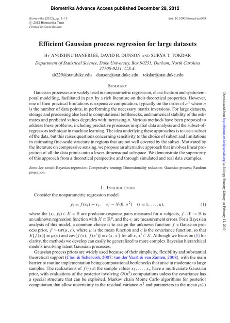 pdf efficient gaussian process regression for large datasets