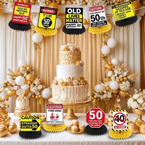 9Pcs 50th Birthday Honeycomb Centerpieces Funny 50th Birthday