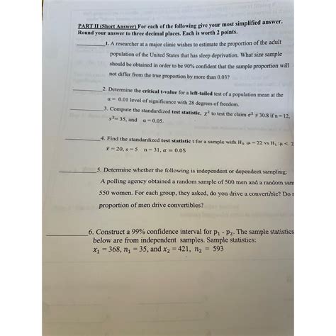solved part ii short answer ﻿for each of the following