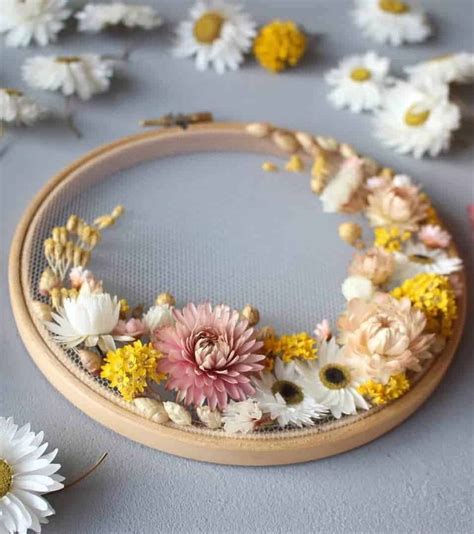 How To Make Embroidery Hoop Art With Dried Flowers From Britain With