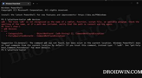 adb is not recognized as the name of a cmdlet how to fix droidwin