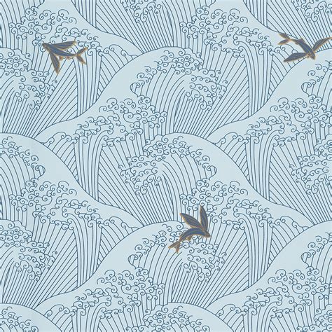 Papier peint TERENCE 100 Intissé motif vagues BLEU Saint Maclou