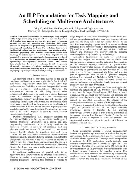 pdf an ilp formulation for task mapping and scheduling on multi core architectures