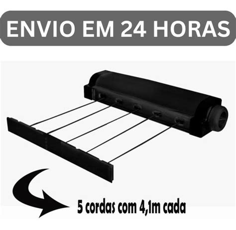 Varal Autom Tico Cordas Retr Til Parede Metros Secalux Shopbr