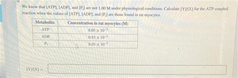Solved We Know That ATP ADP And P Pi Are Not 1 00M Chegg