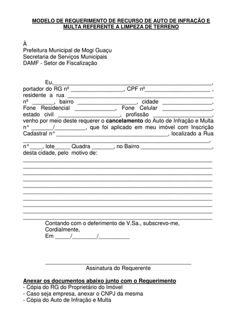 Exemplo De Carta Para Recorrer Multa Novo Exemplo Hot Sex Picture