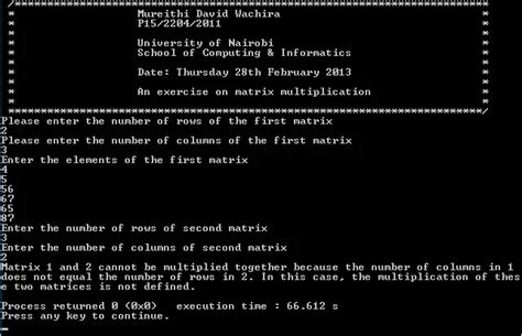 matrix multiplication c program free source code tutorials and articles