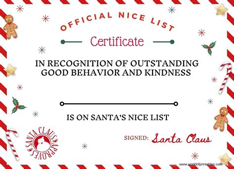 Printable Santa Certificate Nice List Certificate Free Christmas